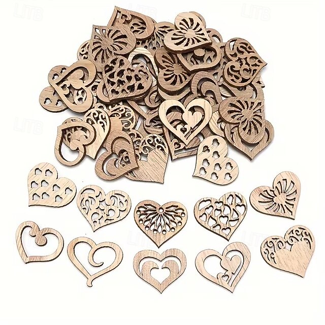 100 décorations en bois en forme de cœur creux pour la Saint-Valentin ...