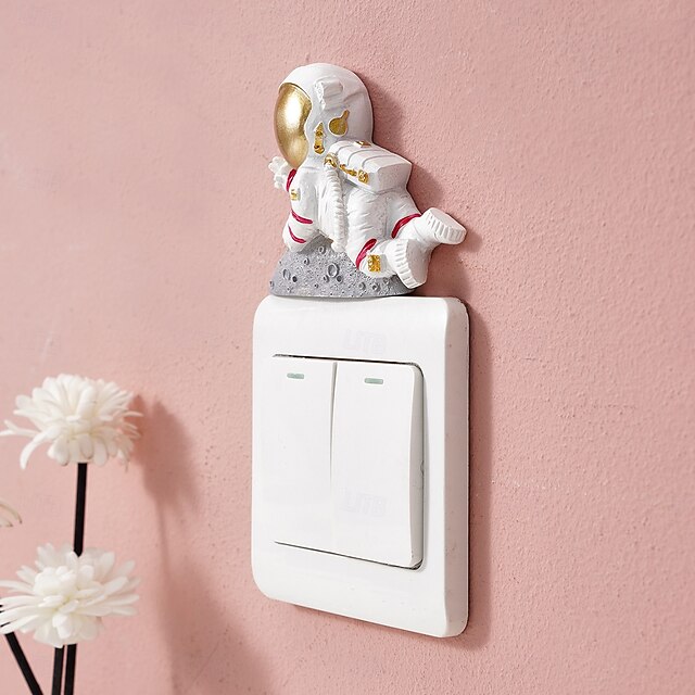 1PC Modern Creative Design Golden Astronaut Shaped Switch Sticker Novel ...