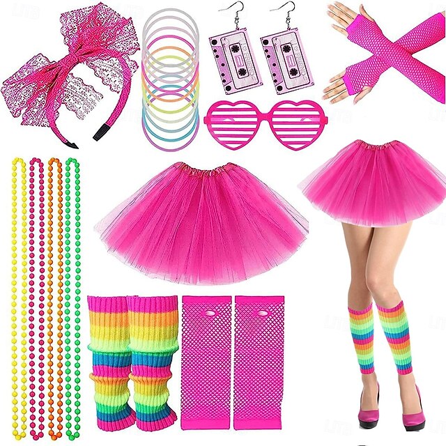 Skirt Outfits Tutu Retro Vintage Disco 1980s Adults' Women's Halloween ...