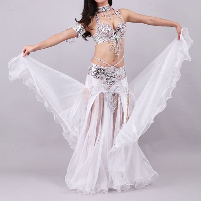 Belly Dance Skirts Hollow-out Pure Color Ruffle Women's Training ...