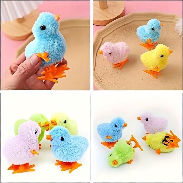 4pcs Easter Moving Chick Chickens - Interactive Wind-Up Walking Plastic ...