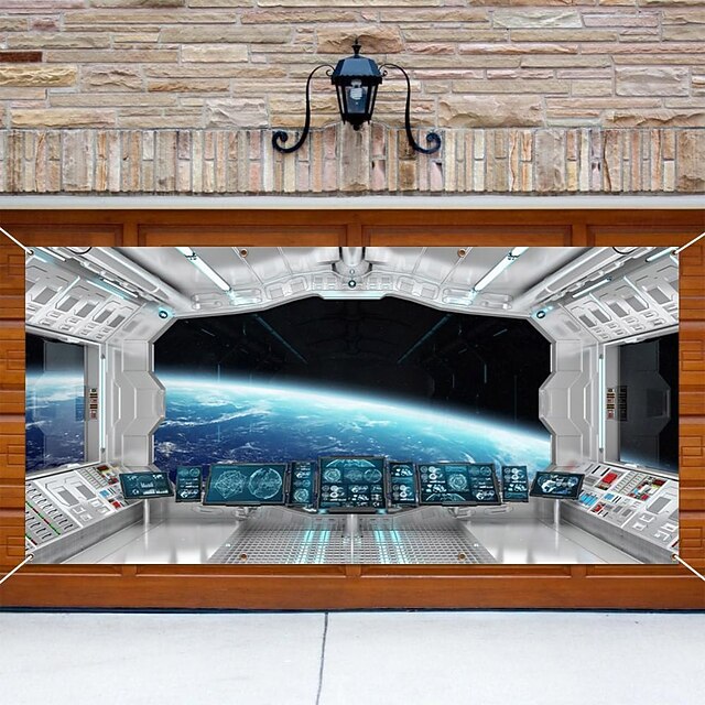 Garage Door Cover Large Hanging Backdrop Universe Modern 3D Party ...