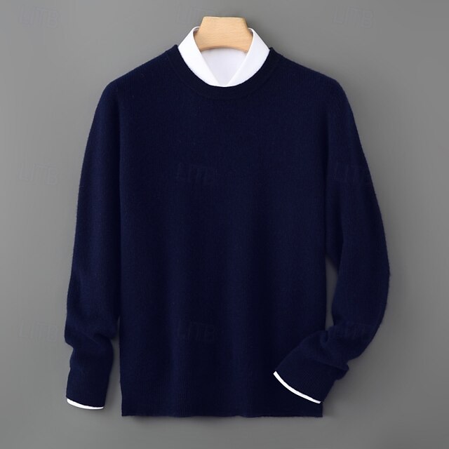 Homme Pull Pull en laine Côtelé Tricoter Hauts Réguliers Tricoté Uni ...
