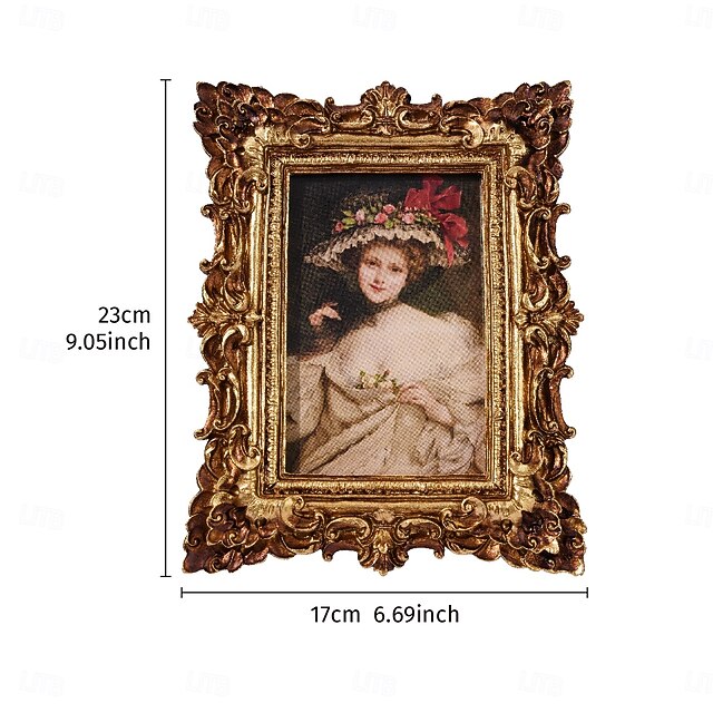 1PC European-style Golden Oak Leaf Pattern Decorative Photo Frame Resin ...