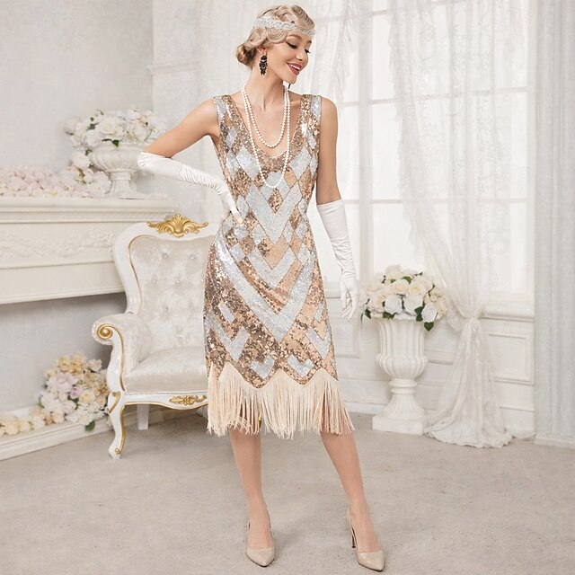 Roaring 20s 1920s Midi Dress Wedding Party Bachelor Party Normal ...