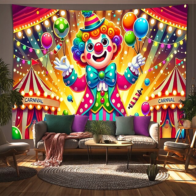Mardi Gras Tapestry Banners Blanket Clown Luxury Colorful 3D Party ...