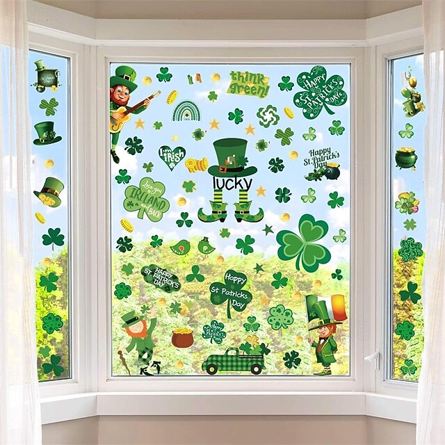 st Patricks Day Decorations Window clings 9 Sheet for Glass Windows ...