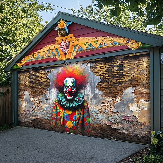 Mardi Gras Garage Door Cover Large Hanging Backdrop Clown Luxury 3D ...