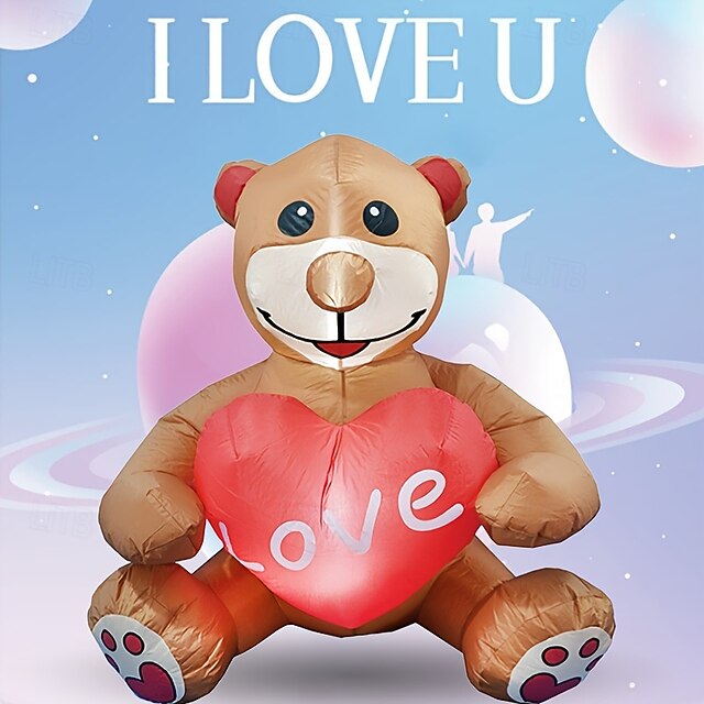 1.2M/4FT Valentine's Inflatable Decoration with LED Lights, Heart Bear ...