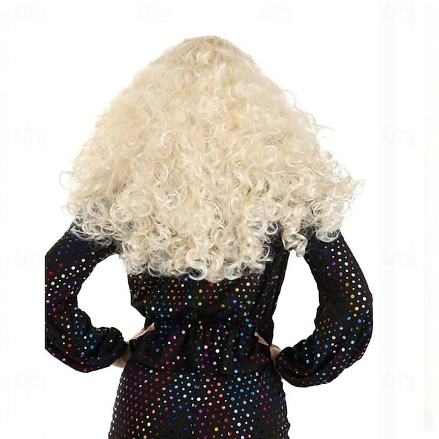 Blonde Big Curly Wig for Women 70s 80s Disco Wig Pop Star Costume Party ...