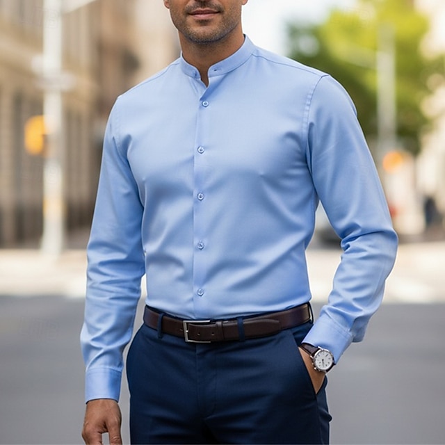 Men's Shirt Dress Shirt Button Up Shirt Color Block Daily Business ...