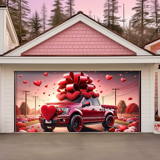 Valentine's Day Garage Door Cover Large Hanging Backdrop Rose Vintage ...
