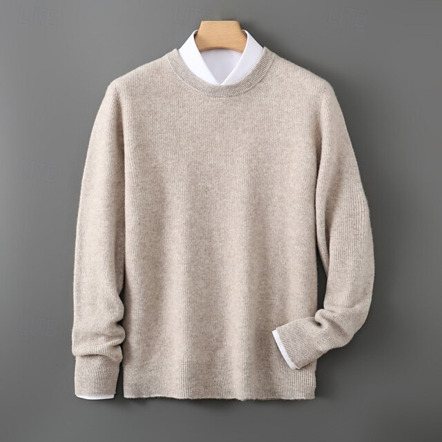Homme Pull Pull en laine Côtelé Tricoter Hauts Réguliers Tricoté Uni ...