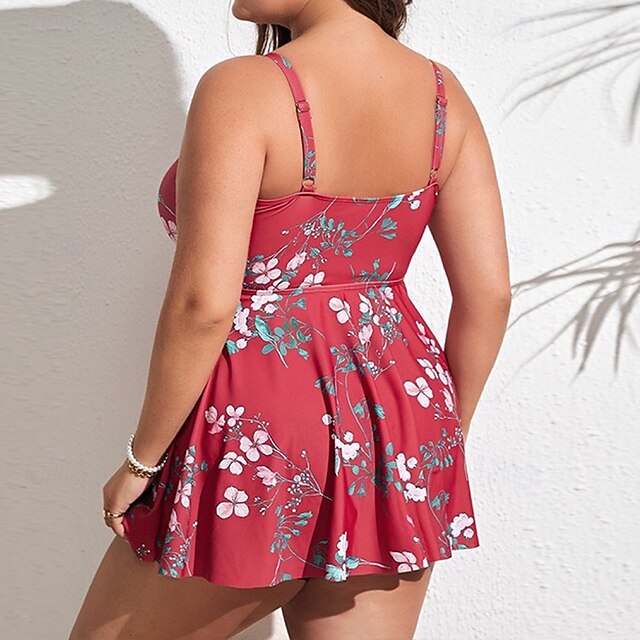 Women's Bathing Suit 2 Pieces Swimsuits Floral Tropical V Neck Elastic ...