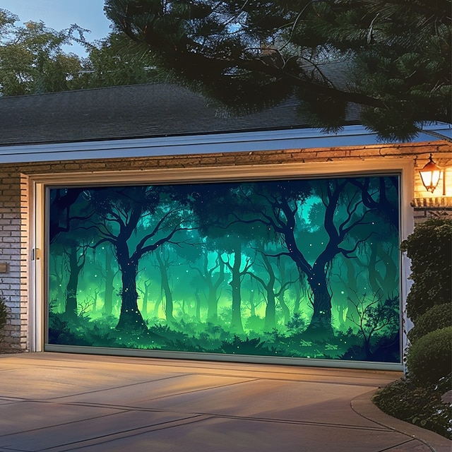 Garage Door Cover Large Hanging Backdrop Forest Vintage 3D Fantasy ...
