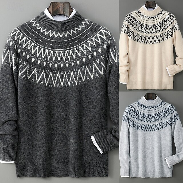Homme Pull Pull Fair Isle Pull Tricoté Côtelé Tricoter Hauts Réguliers ...