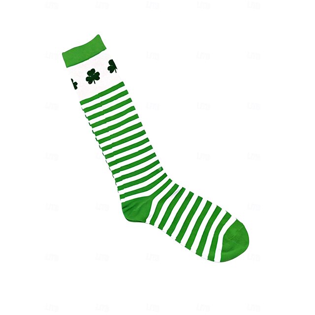 Men's St. Patrick's Day Green Stripe Socks with Shamrock Design ...