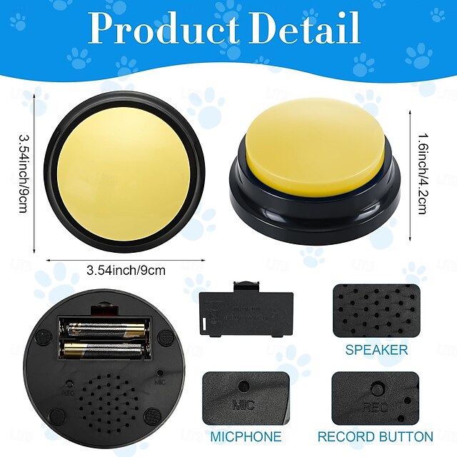 1 Pack Voice Recording Button for Communication Pet Training Buzzer, 30 ...