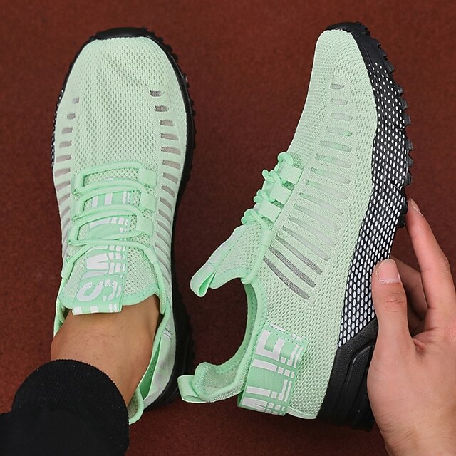 Men's Light Green Breathable Mesh Running Shoes, Lightweight Non-Slip ...