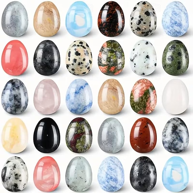 10 Pack Easter Egg Crystal Stones, Polished Random Color Gemstones for ...