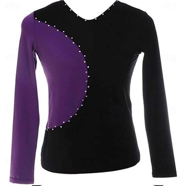 Figure Skating Top Black Stretchy Training Competition Skating Wear ...