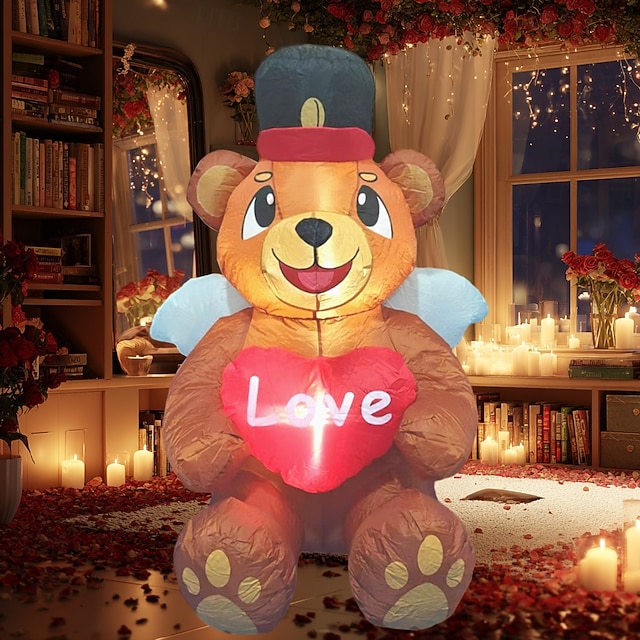 1.2M/4Ft Valentine's Inflatable Decoration with LED Lights, Teddy Bear ...