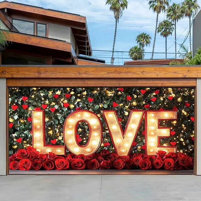 Valentine's Day Garage Door Cover, 2D Flat Print Happy Valentine's Day ...