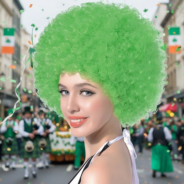 St. Patrick 2026 Green Wigs Short Kinky Curly Afro Wig for Women Men ...