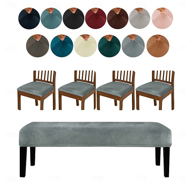 Solid Color Elastic Silver Fox Velvet Bench Covers Bench Protector Set ...