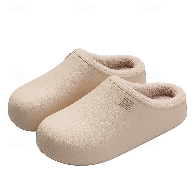 EVA Waterproof Cotton Slippers Winter Indoor Home Women Men Warm Plush ...