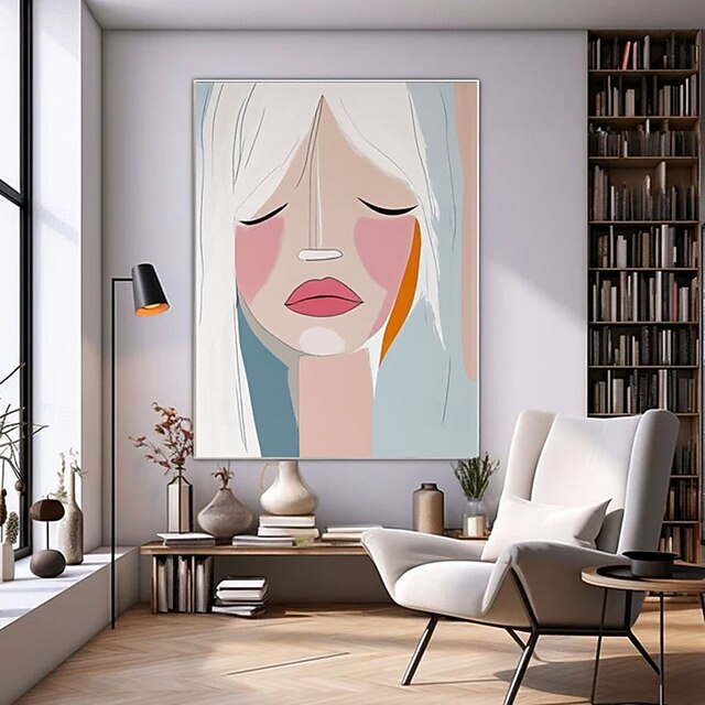 Large Pretty Girl Abstract Wall Art Colorful Pretty Lady Textured ...
