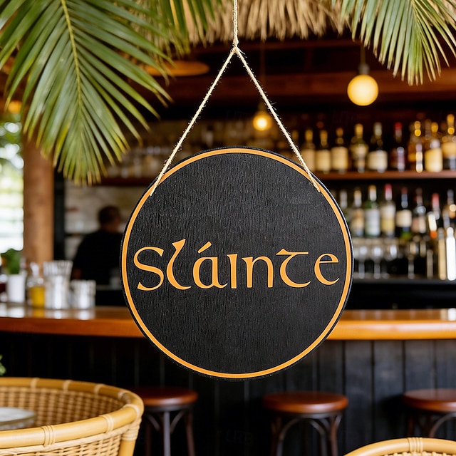 St. Patrick’s Day Sláinte Wooden Hanging Sign, Irish Pub Bar Wall Decor ...