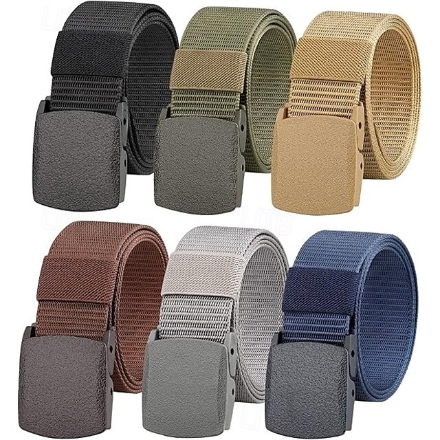 6-Pack Non-Metallic Non-Magnetic Buckle Nylon Belt Tactical Nylon Belts ...
