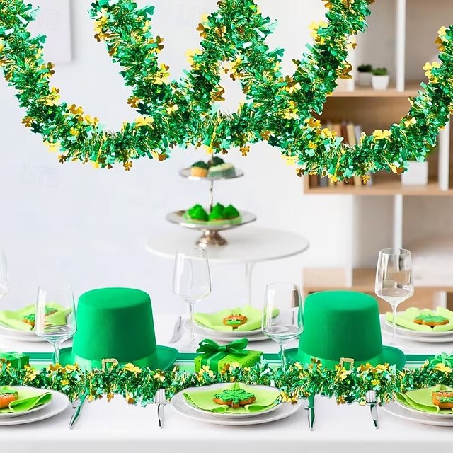 2PCS Total 10 Meters St. Patrick's Day Metallic Wire Garland - Shamrock ...