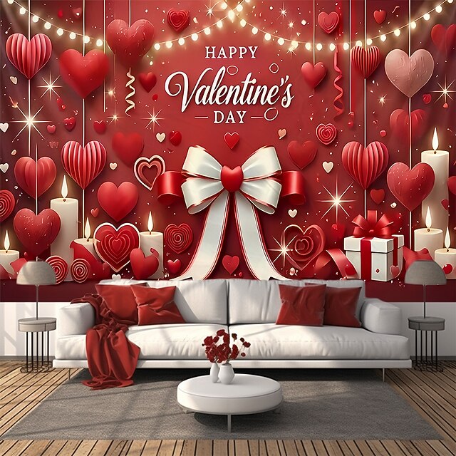 Valentine's Day Tapestry Banners Blanket Rose Love Heart Cute Romantic ...