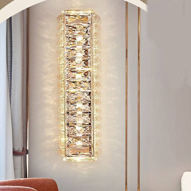 Rosed Crystal Led Wall Sconce 25W Long Bar Wall Mount for Bedroom ...