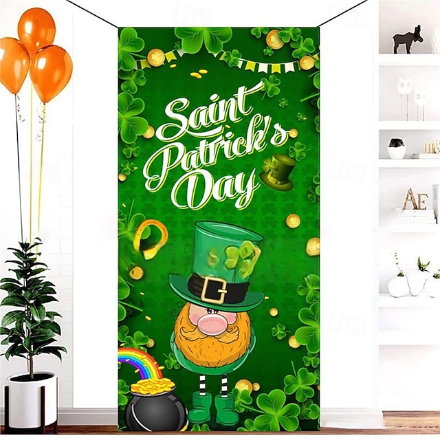 St Patrick's Day Flag, Irish Clover & Green Leaf Design, Half-Round ...