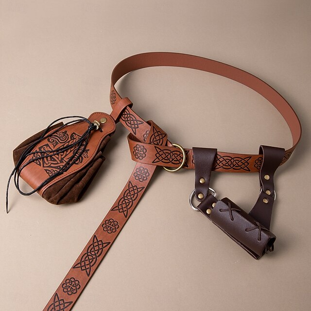 Set Retro Vintage Medieval Renaissance Waist Belt Pouch Sword Frog with ...