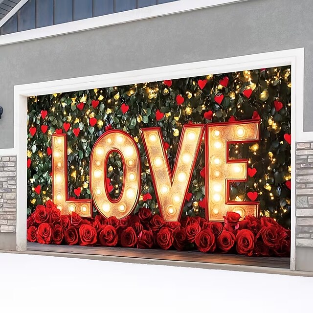 Valentine's Day Garage Door Cover, 2D Flat Print Happy Valentine's Day ...