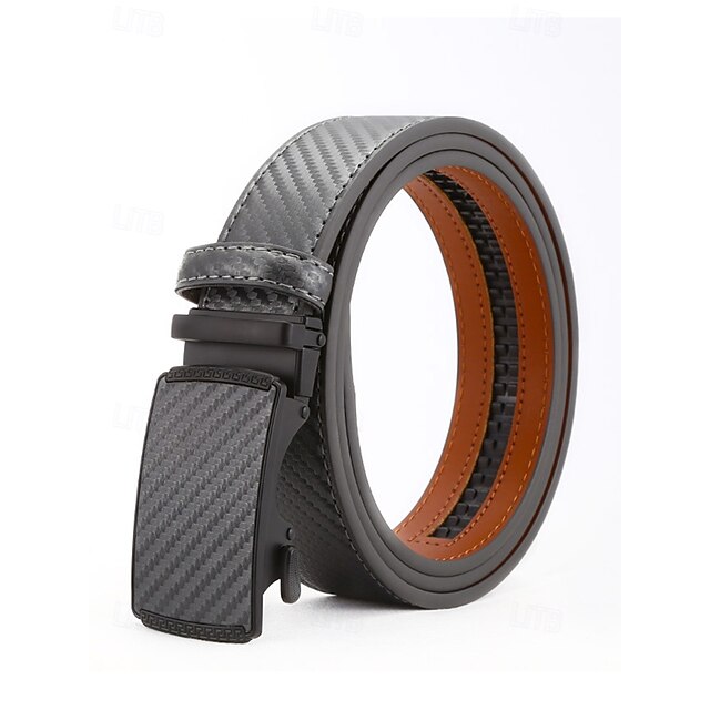 Men's Carbon Fiber Pattern Faux Leather Belt, Adjustable with Multiple ...
