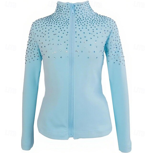 Figure Skating Fleece Jacket Women's Girls' Ice Skating Jacket Top Sky ...