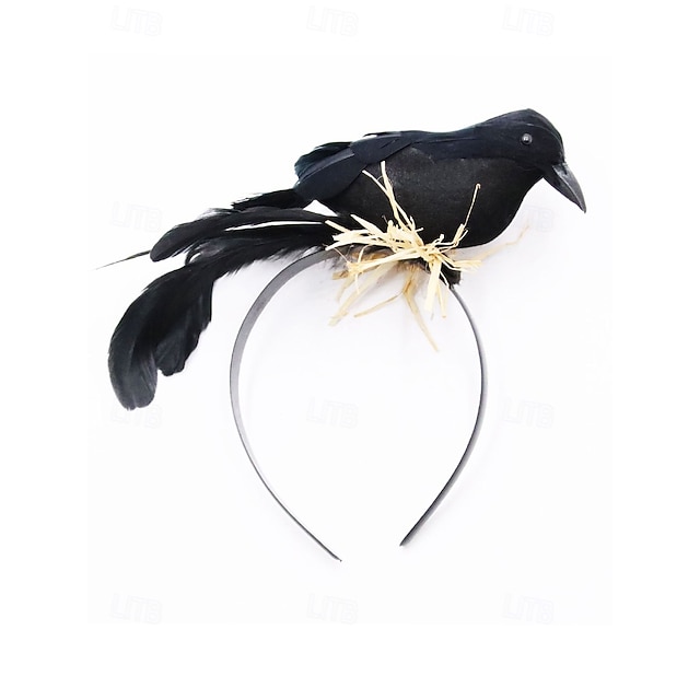 Women's Mardi Gras Black Raven Headband - Feathered Bird & Nest Costume ...