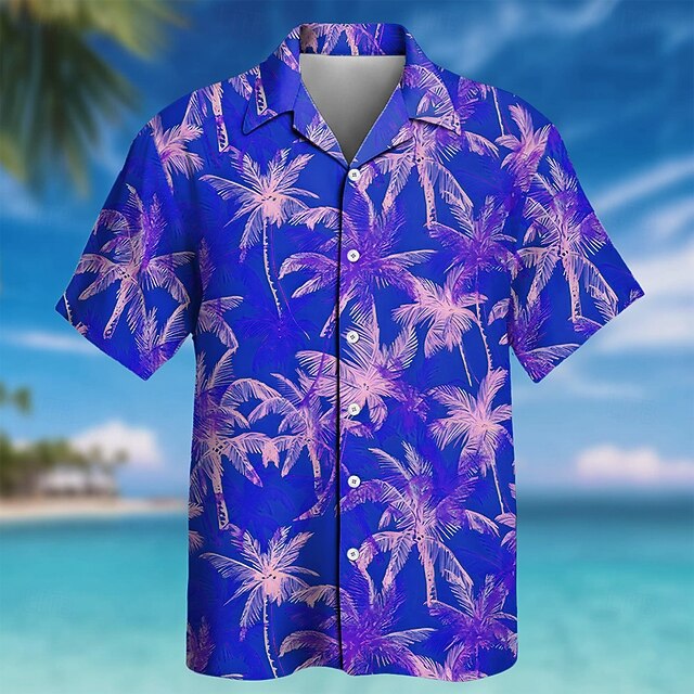 Men's Coconut Tree Tropical Plants Shirt Cuban Collar Shirt Summer ...