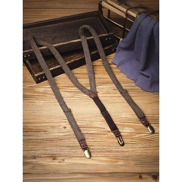 Men's Polyester Suspenders, Herringbone Design, Vintage Style, Ideal ...