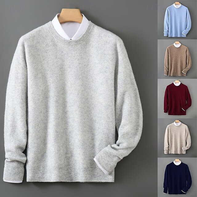 Men's Sweater Wool Sweater Pullover Ribbed Knit Regular Tops Knitted ...