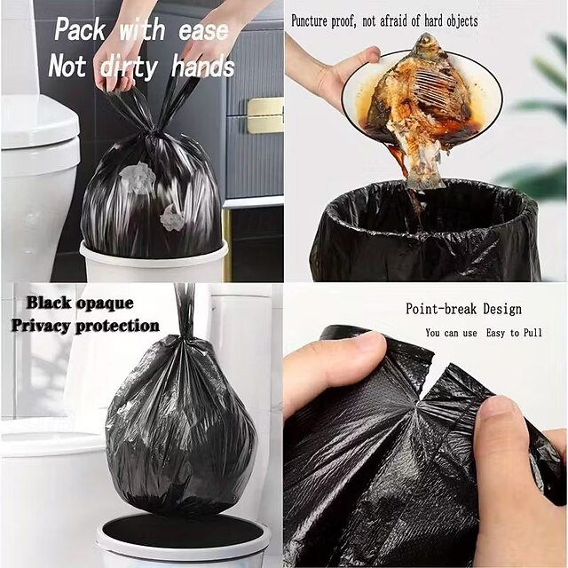 200 Count Extra Thick Handle Trash Bags, Leakproof Heavy Duty Garbage ...