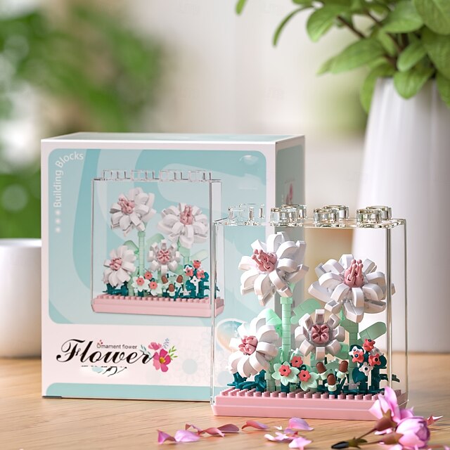 4D DIY Flower Building Blocks Set, Colorful Mini Brick Floral ...