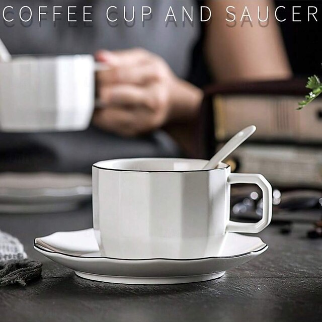 220ml/7oz Classic Tea Cup and Saucer Set - Perfect for Breakfast ...