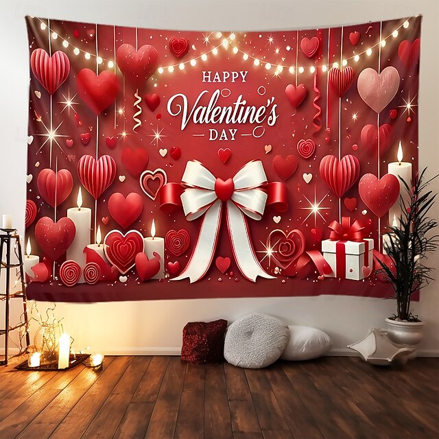 Valentine's Day Tapestry Banners Blanket Rose Love Heart Cute Romantic ...