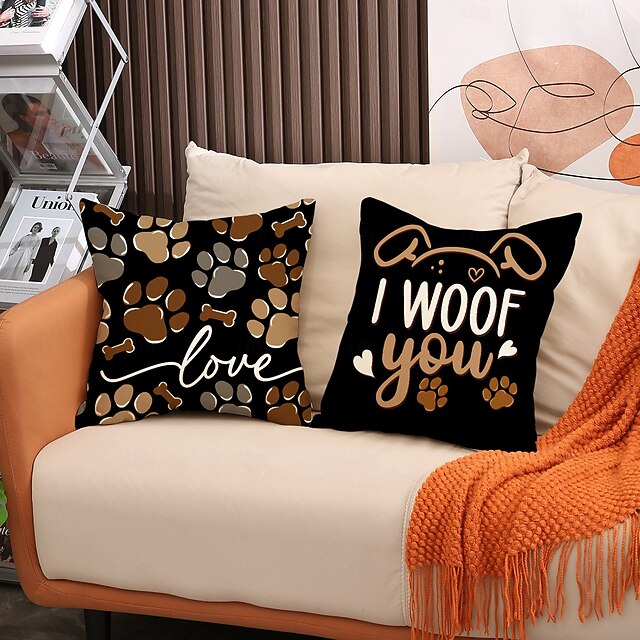 Valentine's Day Love Letter Print Pillow Cover, "I Woof You" Design ...